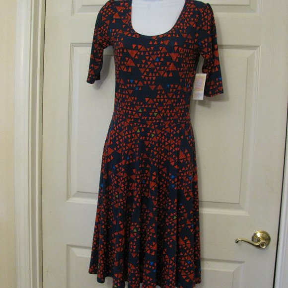 LuLaRoe | Dresses | 25 Lularoe Nicole Dress Xs Nwt 45 Fit Flare Blue ...